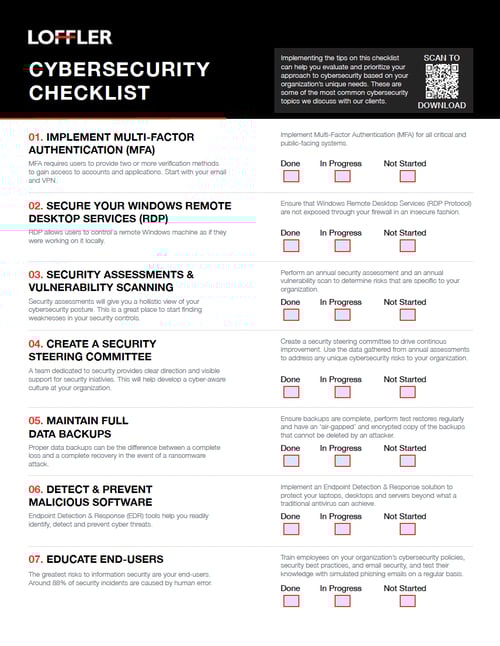 Cybersecurity Checklist Thank You